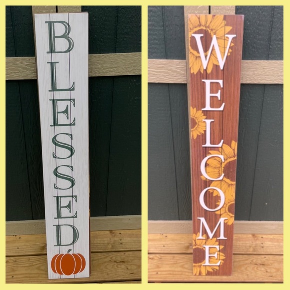 Accents | Nwt Xl Sunflower Welcome Or Harvest Blessed Porch Sign 6 ...